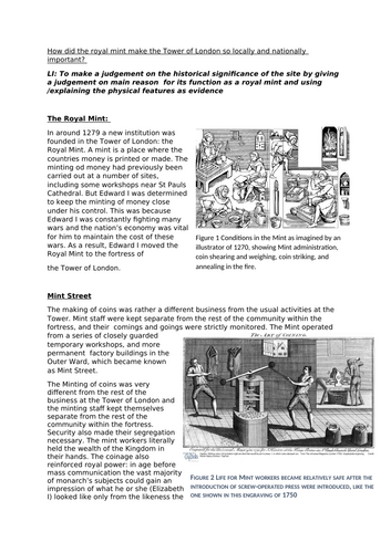 Tower of London - OCR Site Study - Mint | Teaching Resources