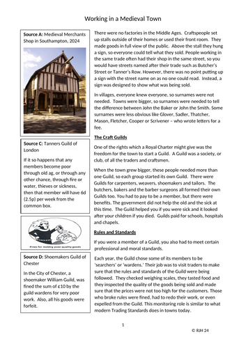 Working in a Medieval Town | Teaching Resources