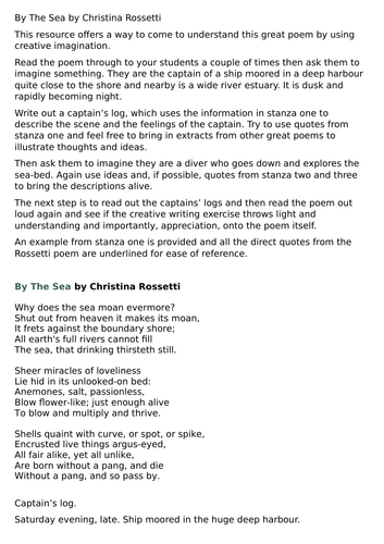 By The Sea by Christina Rossetti - a powerful way into understanding ...