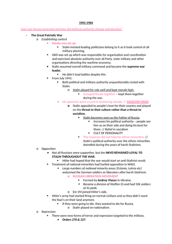 Tsarist and Communist Russia 1941 - 1964 document | Teaching Resources