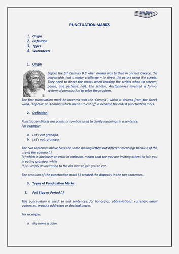 Punctuation Marks with Worksheets! | Teaching Resources