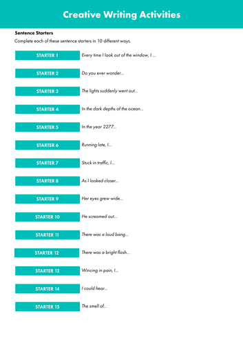Creative Writing Prompts and Activities | Teaching Resources