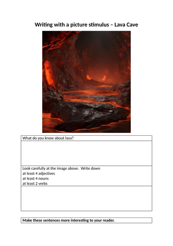 Original Writing Lava Caves KS3 or KS4 | Teaching Resources