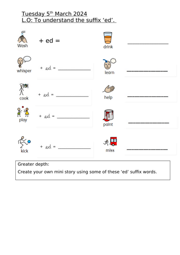 Suffix 'ed' | Teaching Resources