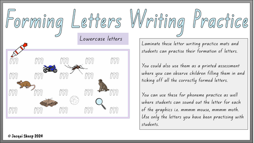 Forming Letters writing practice (Lowercase) | Teaching Resources