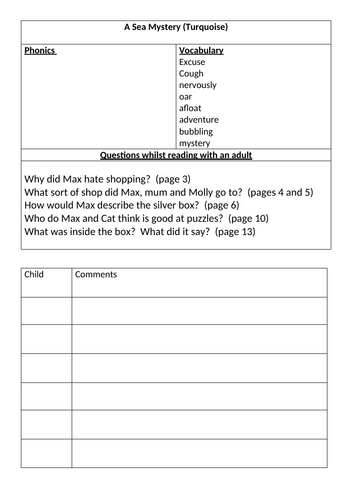 A Sea Mystery Comprehension KS1 | Teaching Resources