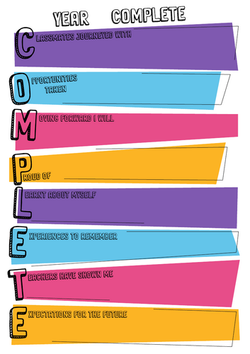 Year ... Complete! reflection activity | Teaching Resources