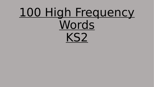 100 High Frequency words KS2 | Teaching Resources