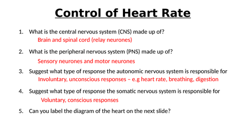 A-Level AQA Biology - Control of Heartrate | Teaching Resources