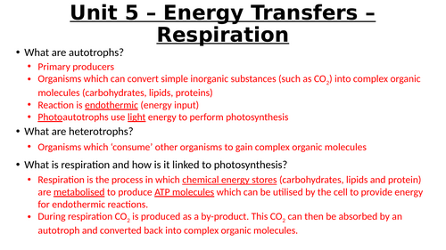 Aqa Alevel Biology Respiration Revision Teaching Resources