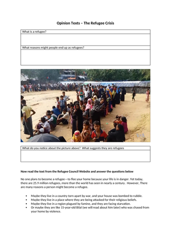 English KS3 Non Fiction 'No one plans to become a Refugee ...