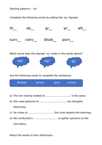 Spelling patterns - 'ey' | Teaching Resources