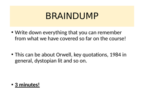 1984, George Orwell - Lesson 4 (the diary) | Teaching Resources