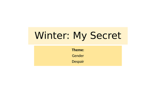 Christina Rossetti, Poem 7: Winter: My Secret | Teaching Resources
