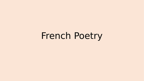 French poetry lesson | Teaching Resources