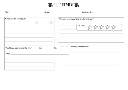 Film review template A3 | Teaching Resources
