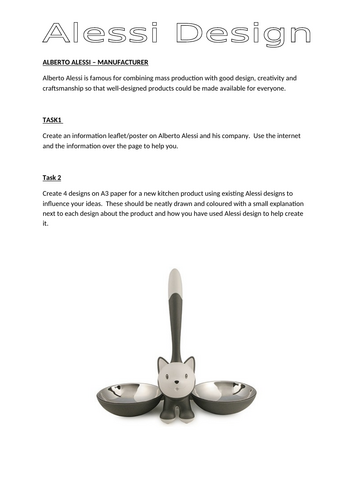 Alessi Design cover task | Teaching Resources
