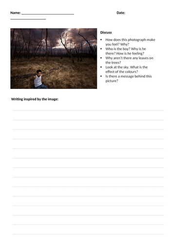 Creative writing worksheets using image | Teaching Resources