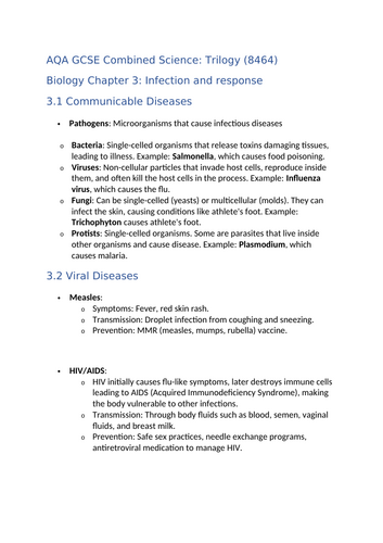 GCSE Biology Infection and response | Teaching Resources