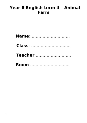 Animal farm SOW with booklet | Teaching Resources