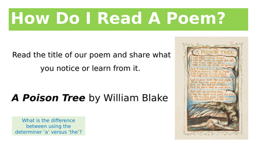 A Poison Tree By William Blake | Teaching Resources