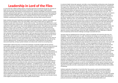 Leadership in Lord of the Flies Model Response | Teaching Resources