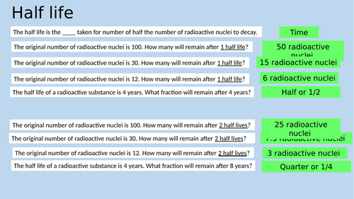 Half life mini plenary | Teaching Resources