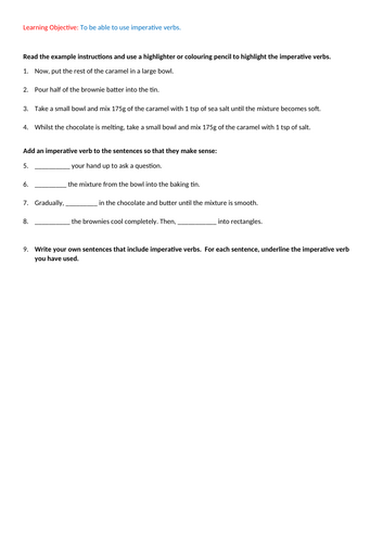 KS2 Imperative Verbs | Teaching Resources