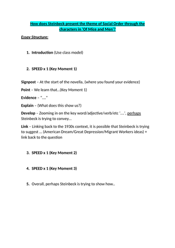 Of Mice and Men Essay Planning | Teaching Resources