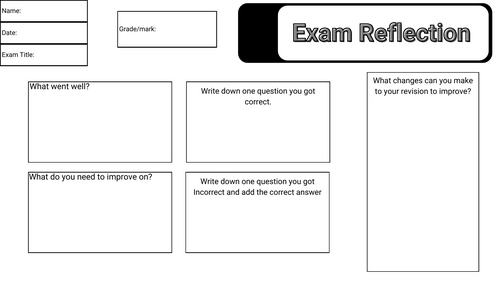 Exam Reflection | Teaching Resources
