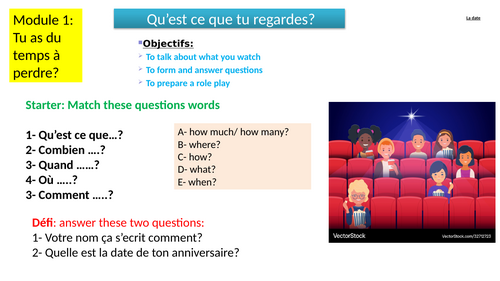 2026 New AQA GCSE French module 1 Qu'est ce que tu regardes, including ...