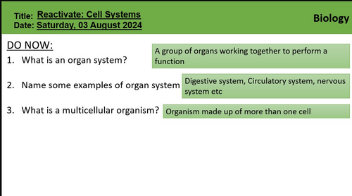 Apply: Cells to Organ systems SMART Activate 3 | Teaching Resources