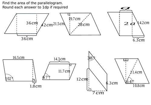 Area of a Parallelogram: Pythagoras and Trigonometry | Teaching Resources