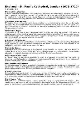 England - St. Paul's Cathedral, London (1675-1710) | Teaching Resources