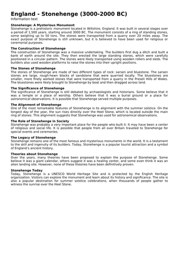 England - Stonehenge (3000-2000 BC) | Teaching Resources