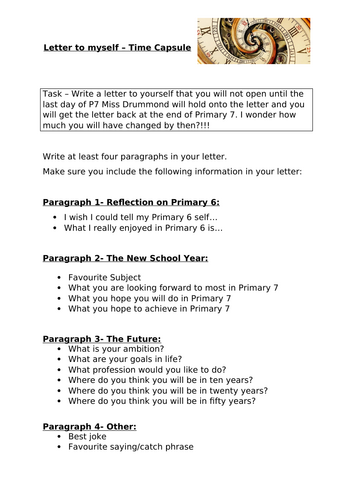 Letter to Future Self- Time Capsule | Teaching Resources