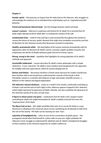 Dr Jekyll and Mr Hyde - Chapter 2 annotations | Teaching Resources