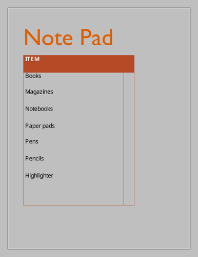 Note Pad page layout | Teaching Resources