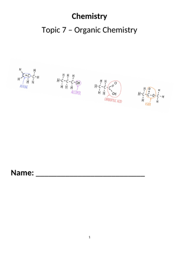 Revision Booklet with Answers - Organic Chemistry - Topic 7 - GCSE AQA ...