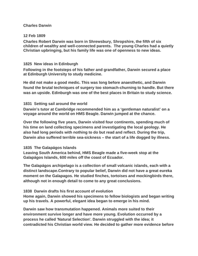 Charles Darwin life information | Teaching Resources