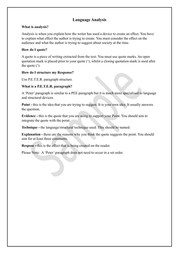 Language Analysis Writing Structure EFL (0500) | Teaching Resources