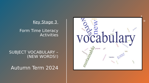 Whole School Literacy: Vocabulary - Form Time Activities | Teaching ...