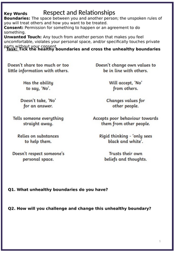 Respect and relationships PSHE | Teaching Resources