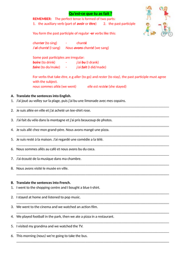 Qu'est-ce que tu as fait? booklet | Teaching Resources