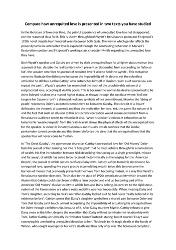 The Great Gatsby and Love Poetry Anthology essays for AQA A level ...