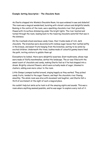 Example Setting Description Charlie And The Chocolate Factory Teaching Resources