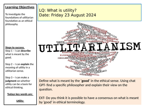 AQA Philosophy- Utilitarianism | Teaching Resources AQA Philosophy- Utilitarianism | Teaching Resources
