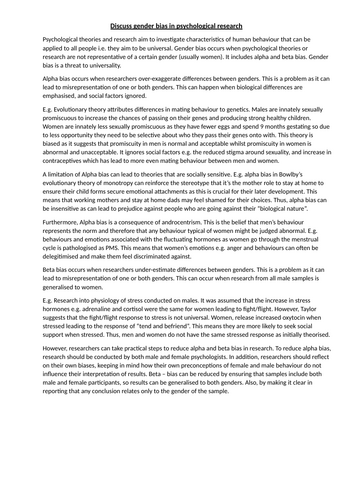 Gender Bias Issues and Debates Essay 16 Mark Model Answer AQA ...