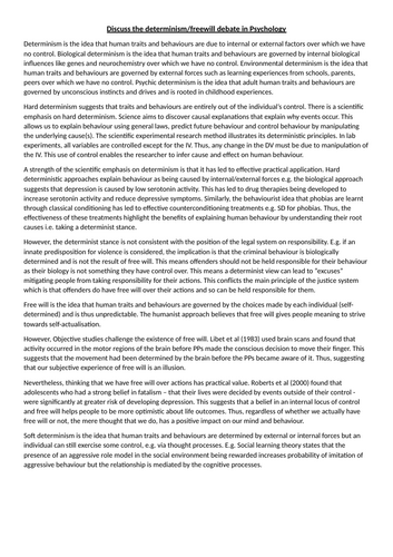 Determinism Freewill Issues and debates Essay 16 Mark Model Answer AQA ...
