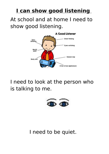 I can show good listening social story | Teaching Resources